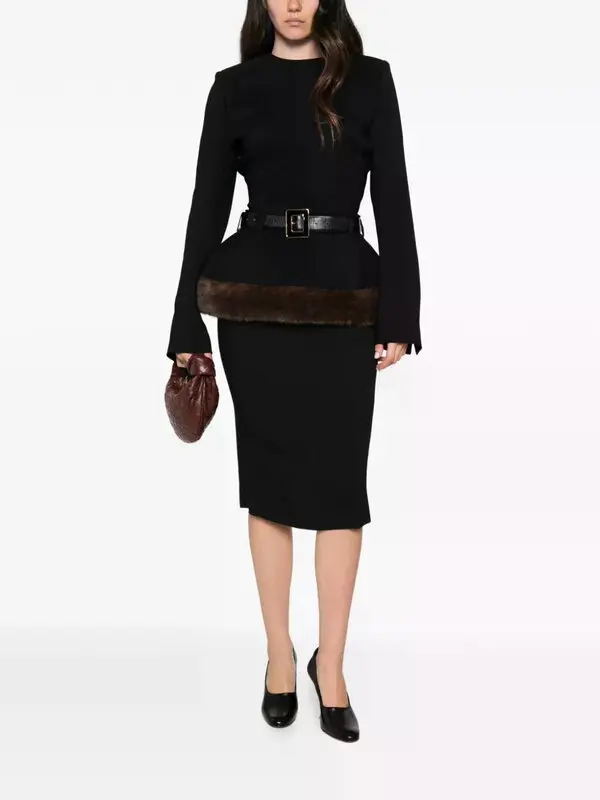 Stella McCartney Faux-fur Peplum Midi Dress