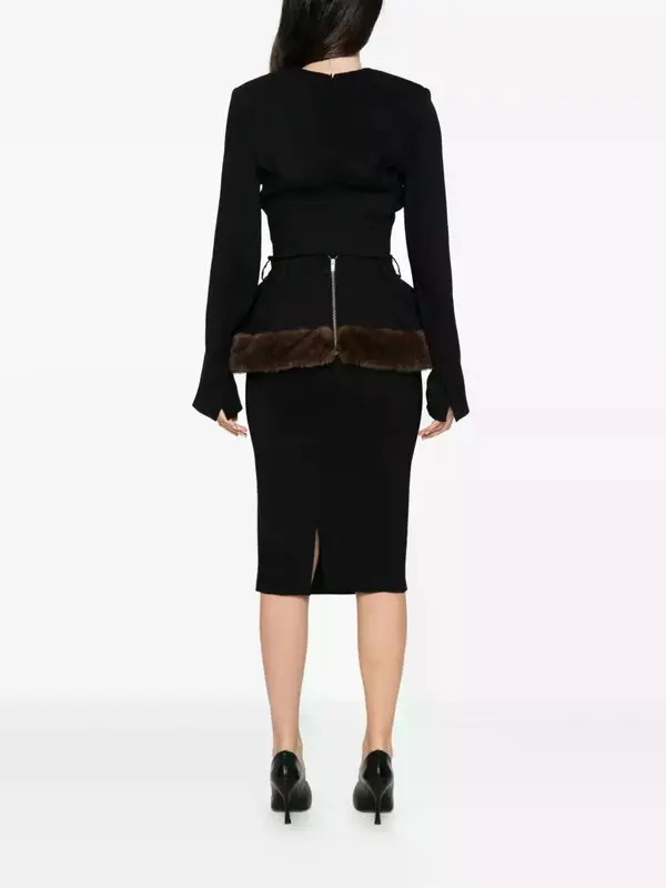 Stella McCartney Faux-fur Peplum Midi Dress