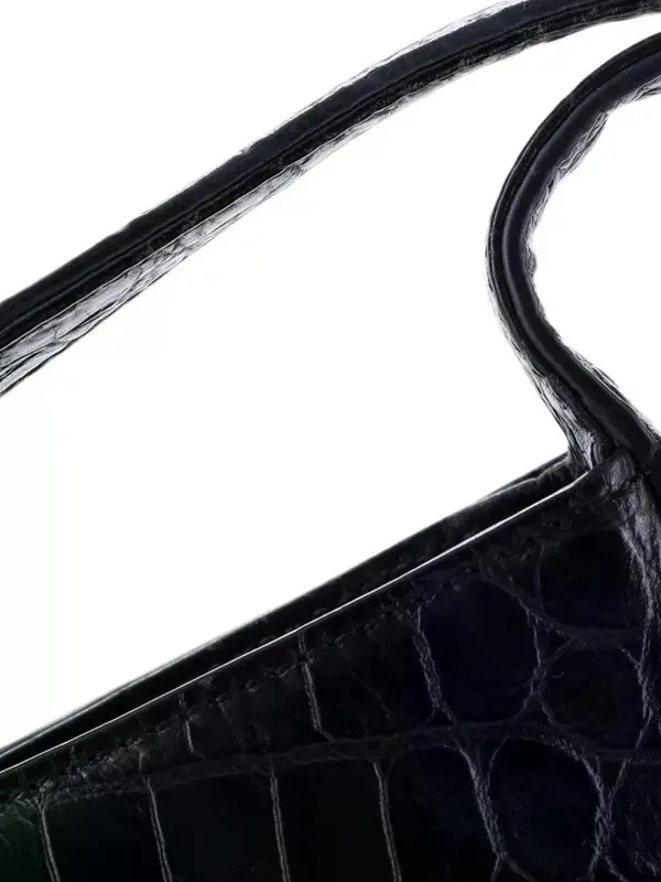 Saint Laurent Le 5 A 7 Crocodile Embossed Leather Small Hobo Bag