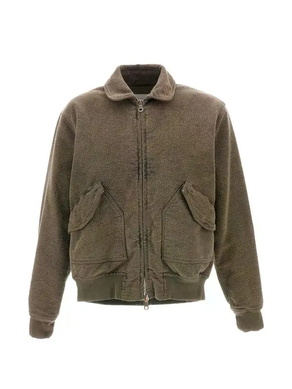 ORIGINAL VINTAGE Fleece-texture Bomber Jacket - Brown