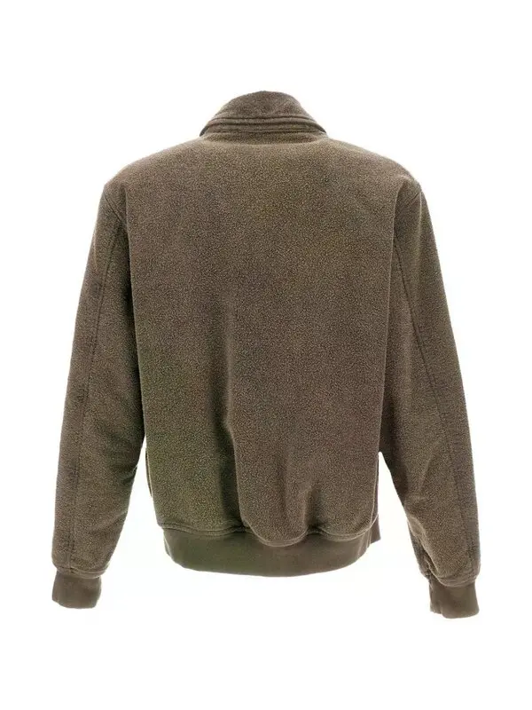 ORIGINAL VINTAGE Fleece-texture Bomber Jacket - Brown