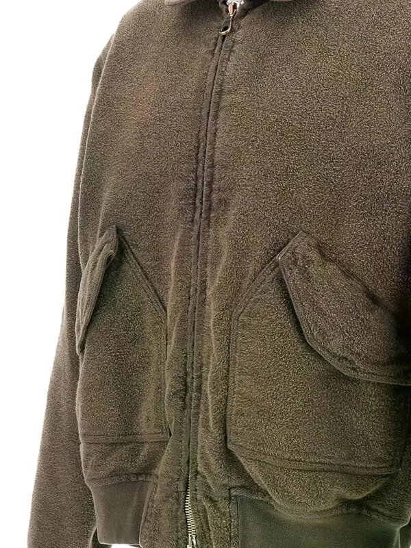 ORIGINAL VINTAGE Fleece-texture Bomber Jacket - Brown