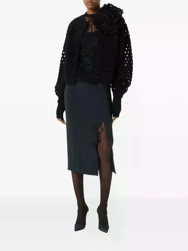 Blumarine Embroidered Lace Sweater - Black