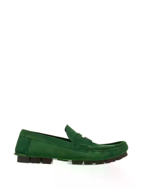 FERRAGAMO Gancini-detailing Suede Loafers - Green