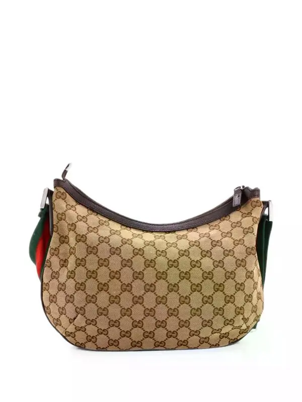 Gucci Saddle Zip Messenger Bag Gg Canvas With Leather Medium Crossbody Bag