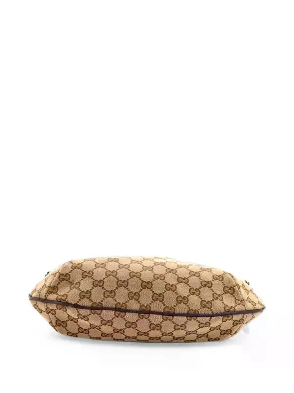 Gucci Saddle Zip Messenger Bag Gg Canvas With Leather Medium Crossbody Bag