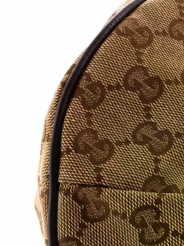 Gucci Saddle Zip Messenger Bag Gg Canvas With Leather Medium Crossbody Bag