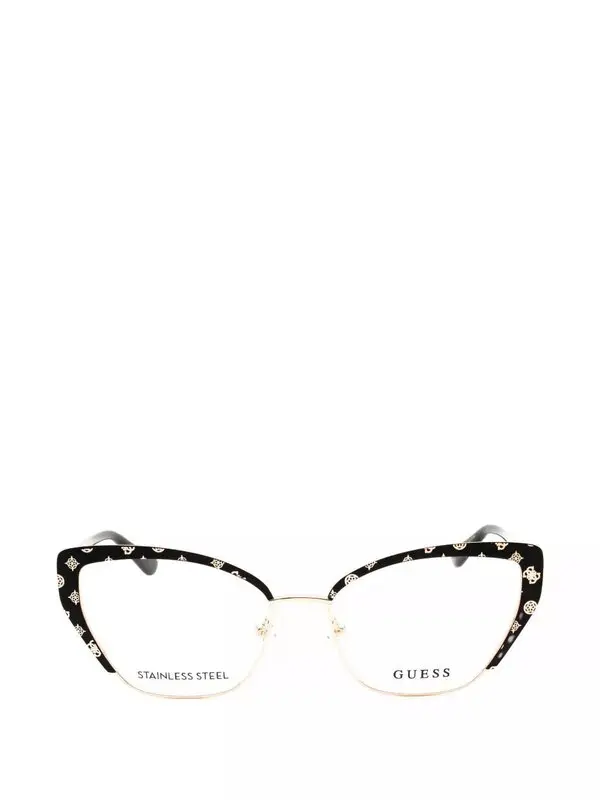 Guess Monogram-print Cat-eye Glasses - Black