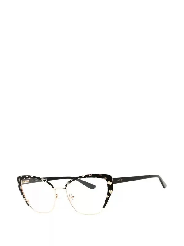 Guess Monogram-print Cat-eye Glasses - Black