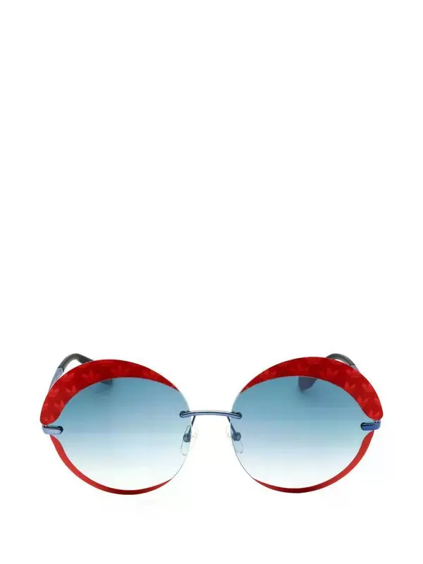 Adidas Logo-print Round-frame Sunglasses - Red