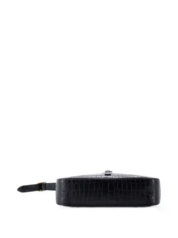 Saint Laurent Le 5 A 7 Crocodile Embossed Leather Small Hobo Bag