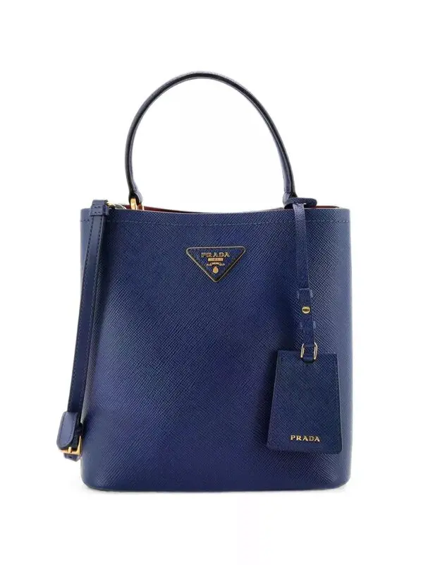 Prada Panier Saffiano Leather Medium Bucket Bag - Blue