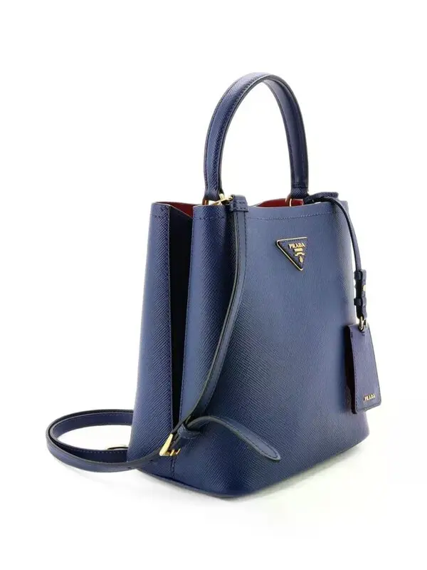 Prada Panier Saffiano Leather Medium Bucket Bag - Blue