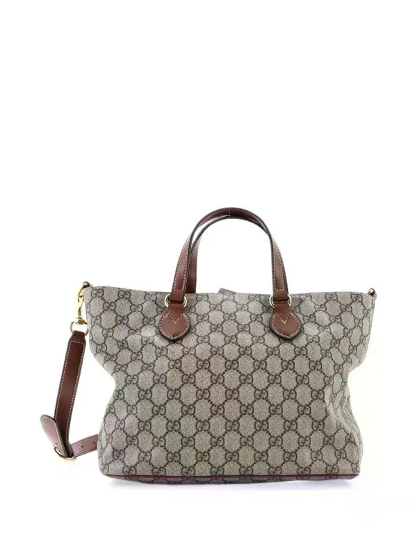 Gucci Convertible Soft Gg Coated Canvas With Leather Small Tote Bag