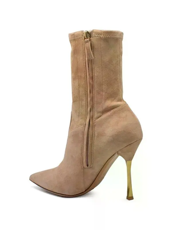 Valentino Garavani Twisted-heel Suede Boots - Neutrals
