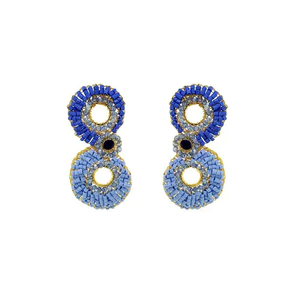 LAVISH BY TRICIA MILANEZE Sky Mix Aura Maxi Handmade Crochet Earrings - Blue