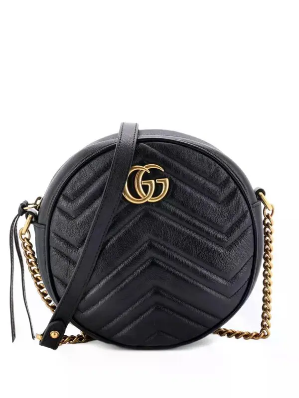 Gucci Gg Marmont Round Shoulder Bag Matelasse Leather Mini Crossbody Bag