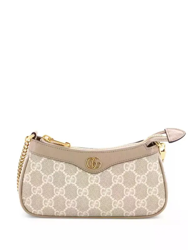 Gucci Ophidia Charm Shoulder Bag Gg Coated Canvas With Leather Mini Crossbody Bag - Neutrals