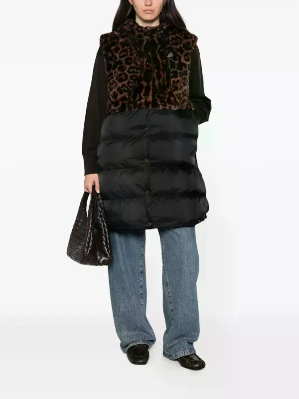 Liu Jo Leopard-print Panel Quilted Gilet