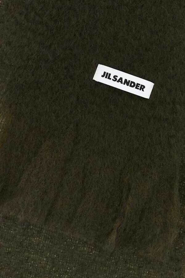 JIL SANDER Olive Mohair Blend Scarf