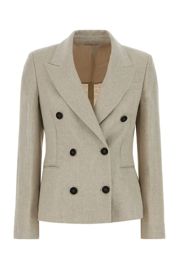 Brunello Cucinelli Melange Sand Linen Blend Blazer - Brown