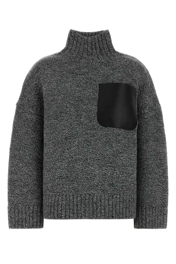 JW Anderson Melange Grey Wool Blend Sweater