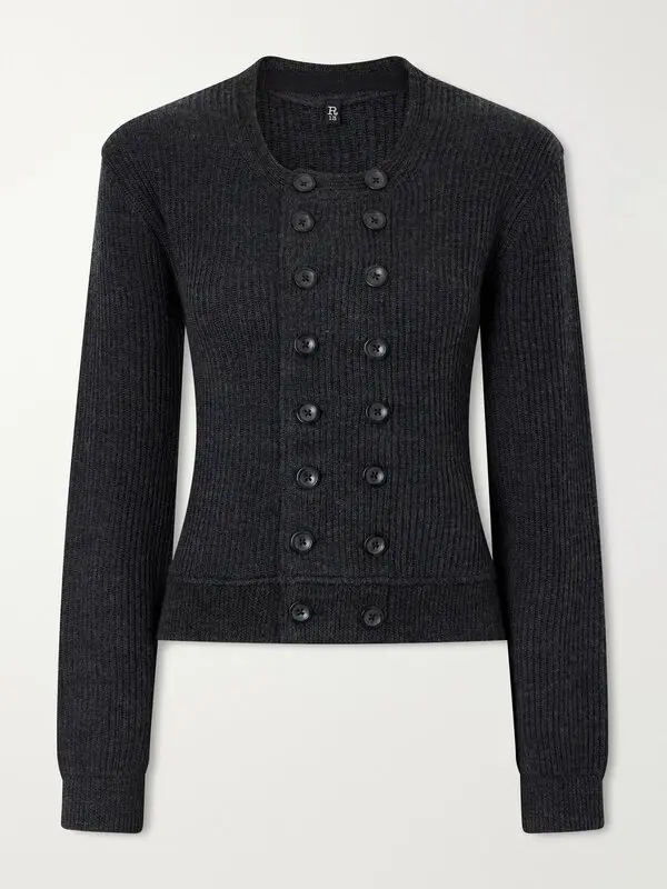 R13 Double-breasted Ribbed-knit Merino Wool Cardigan