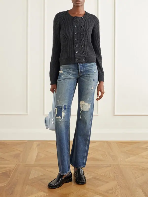 R13 Double-breasted Ribbed-knit Merino Wool Cardigan
