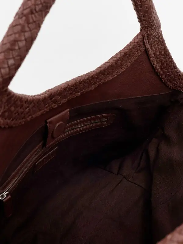 IBELIV Pure Large Vegetabletanned Leather Handbag With A Woven Pattern