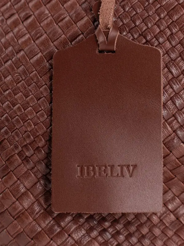 IBELIV Pure Large Vegetabletanned Leather Handbag With A Woven Pattern