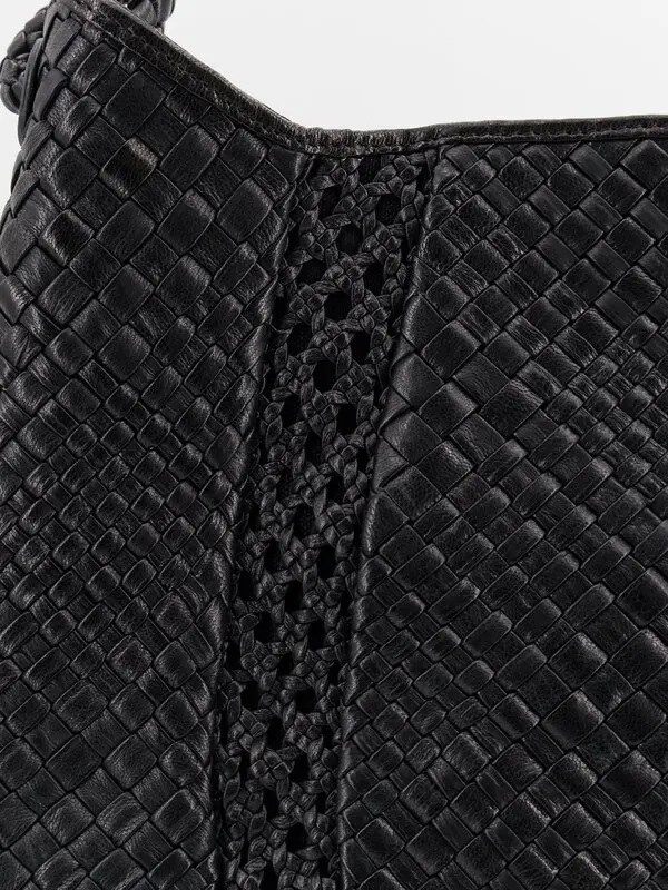 IBELIV Lamia Vegetable Leather Shoulder Bag With Woven Pattern