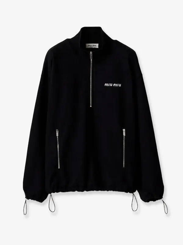 Miu Miu Fleece Sweatshirt With Lettering Logo Embroidery