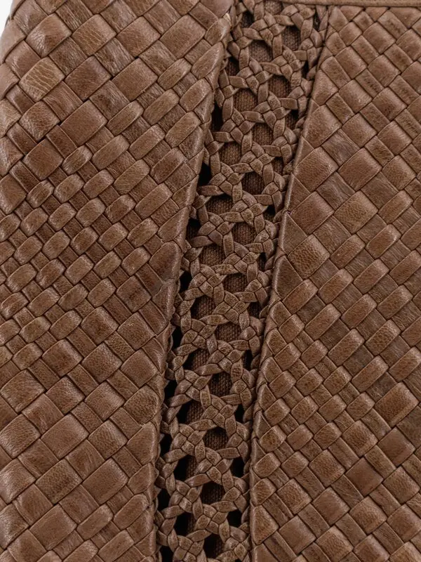 IBELIV Lamia Vegetable Leather Shoulder Bag With Woven Pattern