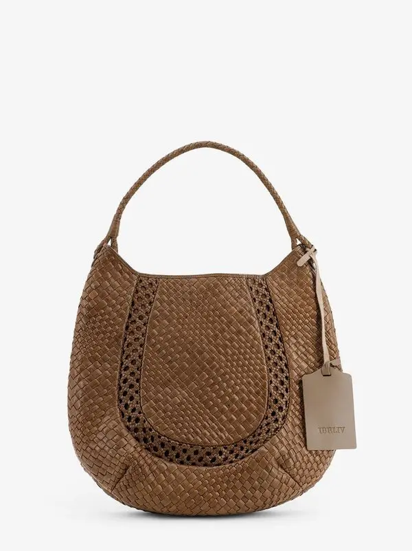 IBELIV Lamia Vegetable Leather Shoulder Bag With Woven Pattern - Grey