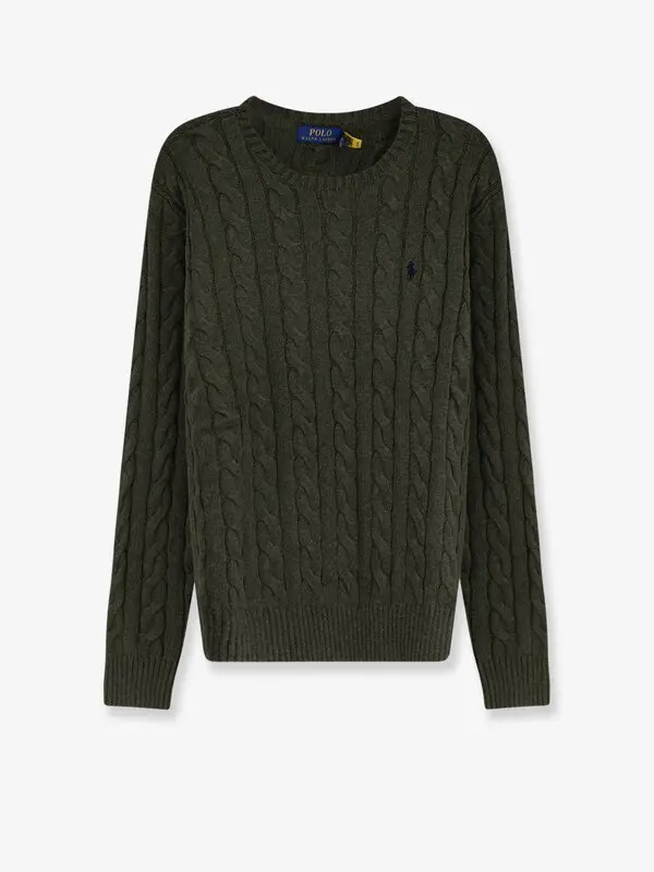 Polo Ralph Lauren Cotton Sweater With Embroidered Logo On The Front - Grey