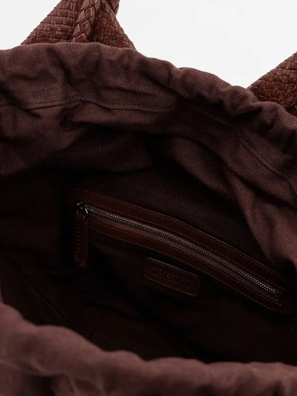 IBELIV Trinity Medium Vegetabletanned Leather Shoulder Bag With A Woven Pattern