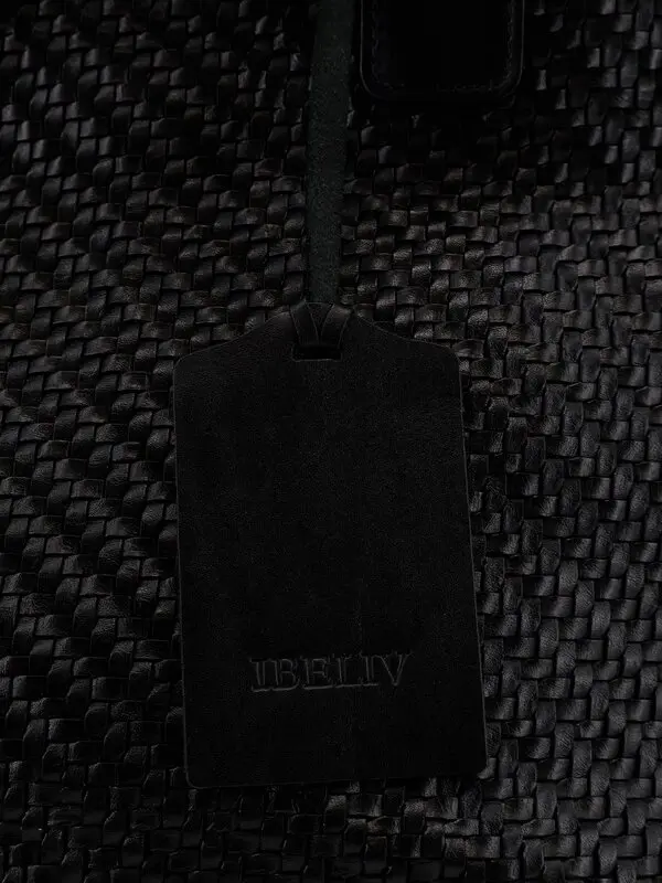 IBELIV Elmio Medium Vegetable Leather Shoulder Bag With Woven Pattern