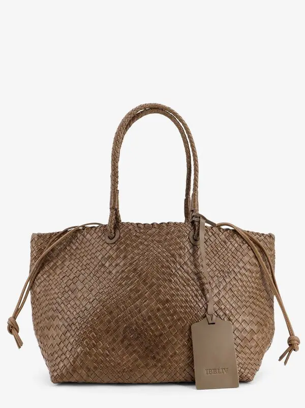 IBELIV Bazika Vegetabletanned Leather Shouder Bag With A Woven - Brown