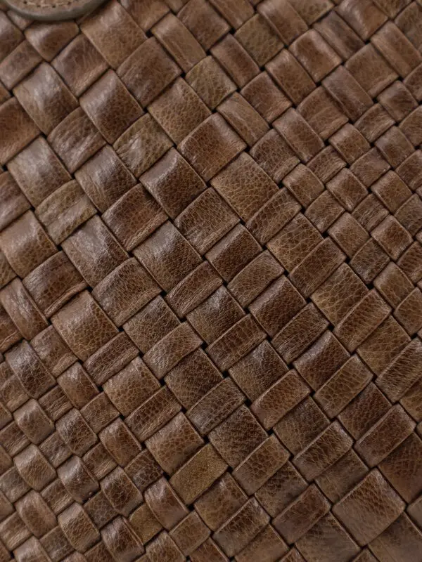 IBELIV Bazika Vegetabletanned Leather Shouder Bag With A Woven