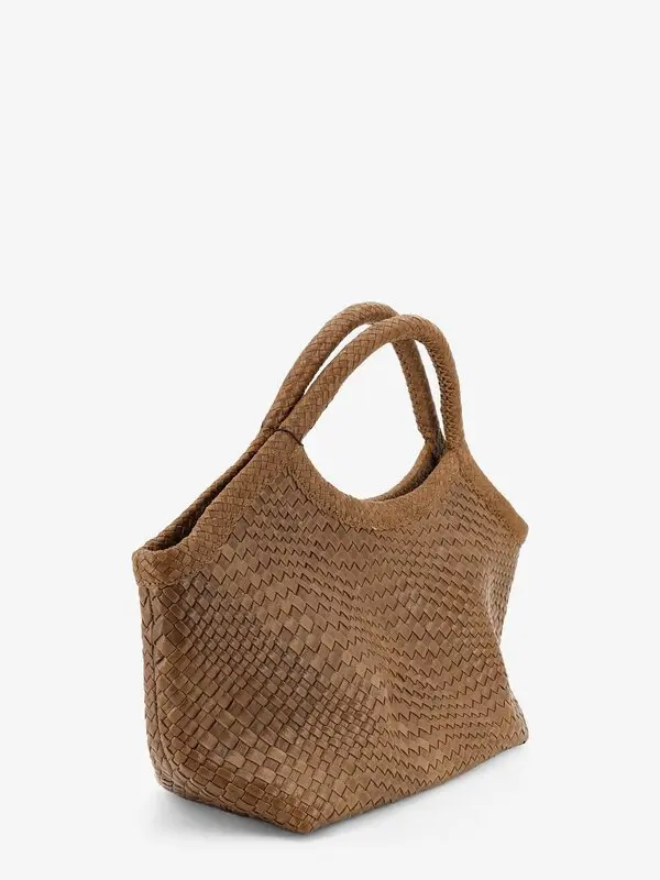 IBELIV Pure Medium Vegetable Tanned Leather Handbag With Woven Pattern