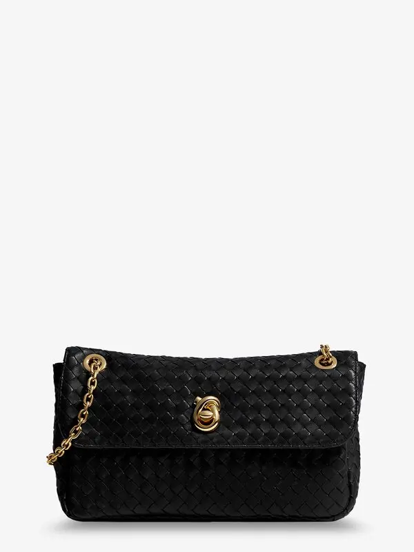 Bottega Veneta Madison Leather Shoulder Bag With Knot Detail - Black