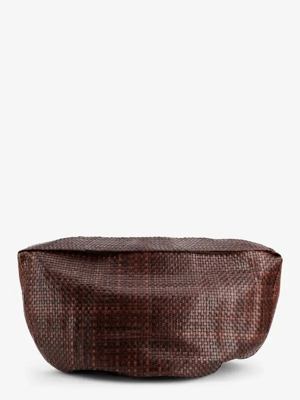 IBELIV Clip Vegetabletanned Leather Shoulder Bag With A Woven Pattern