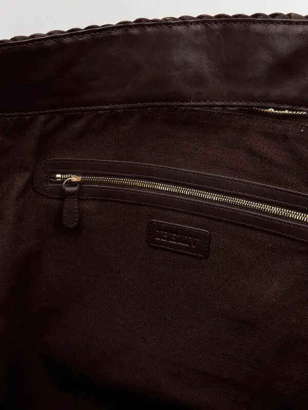 IBELIV Clip Vegetabletanned Leather Shoulder Bag With A Woven Pattern