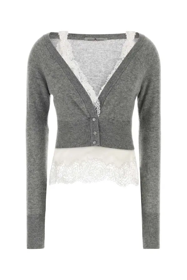 ERMANO SCERVINO Ermanno Scervino Grey Cashmere Cardigan