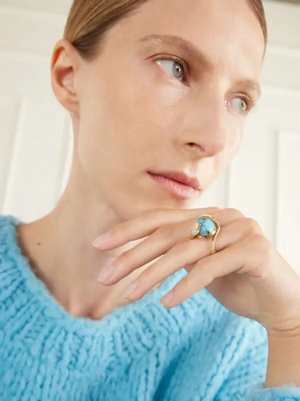 OLE LYNGGAARD COPENHAGEN Snakes 18-karat Gold, Turquoise And Diamond Ring
