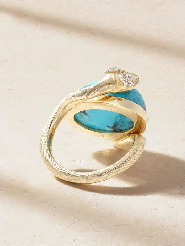 OLE LYNGGAARD COPENHAGEN Snakes 18-karat Gold, Turquoise And Diamond Ring