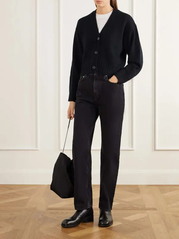 ALLUDE Cropped Wool And Cashmere-blend Cardigan