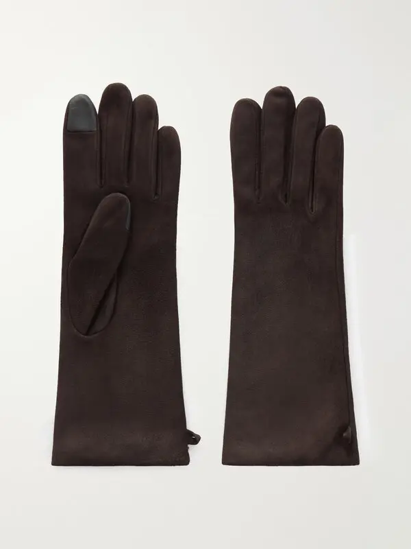 AGNELLE Christina Suede Gloves - Brown