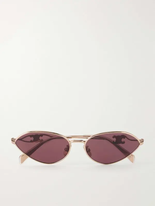 Celine Wire 01 Oval-frame -tone Sunglasses - Gold