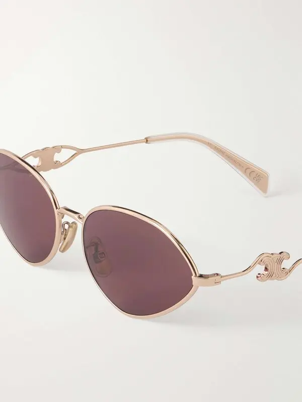 Celine Wire 01 Oval-frame -tone Sunglasses - Gold